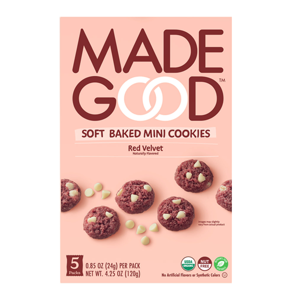 MadeGood Soft Baked Mini Red Velvet Cookies 5 ct Box | Nassau Candy