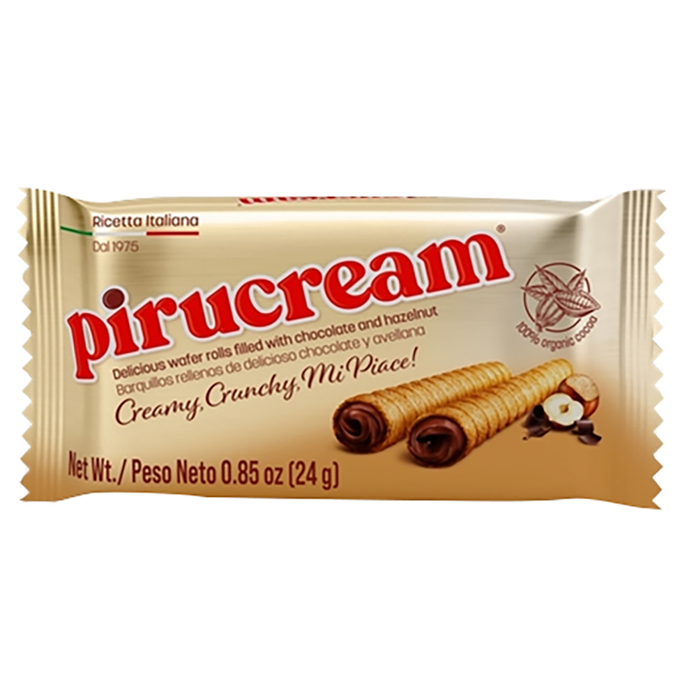 Pirucream Wafer Rolls Chocolate Hazelnut 5.46 oz Can | Nassau Candy