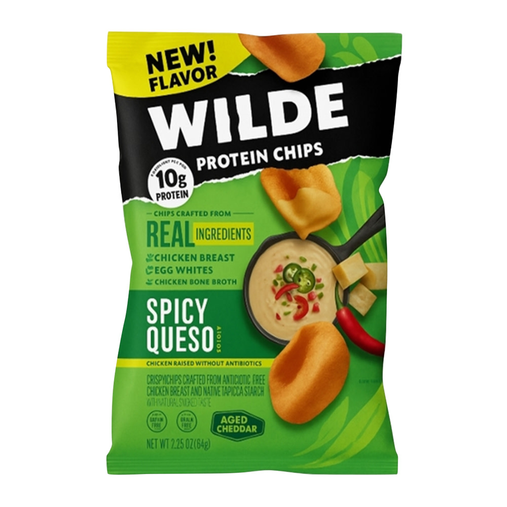 Wilde Spicy Queso Protein Chicken Chips 2.25OZ Bag | Nassau Candy