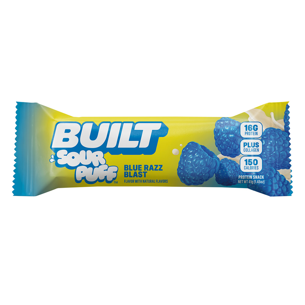 Built - Puff Sour Protein Bar Blue Raspberry - 1.4oz | Nassau Candy