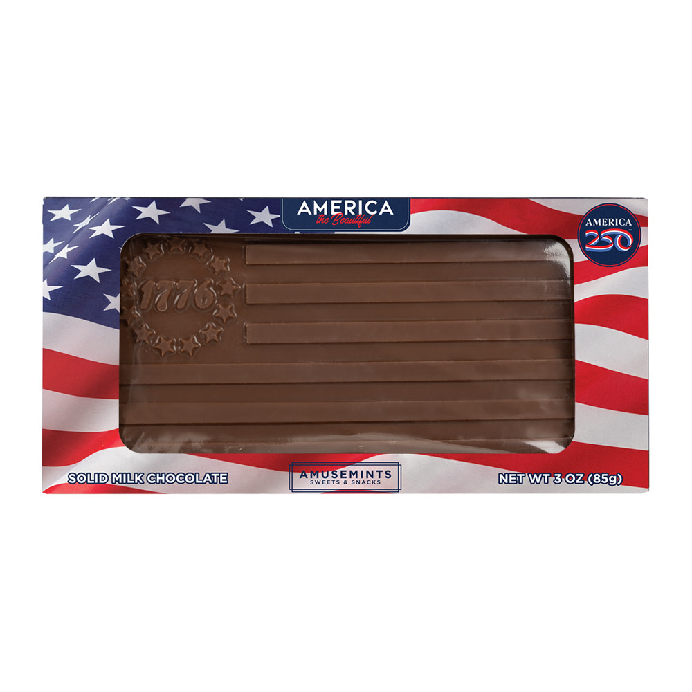 AmuseMints America 250 1776 Betsy Ross Flag Milk Chocolate 3 oz Window Box