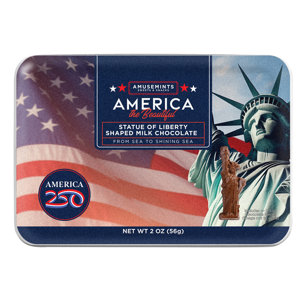 AmuseMints America 250 Statue of Liberty Milk Chocolate Minis 2 oz Tin ...