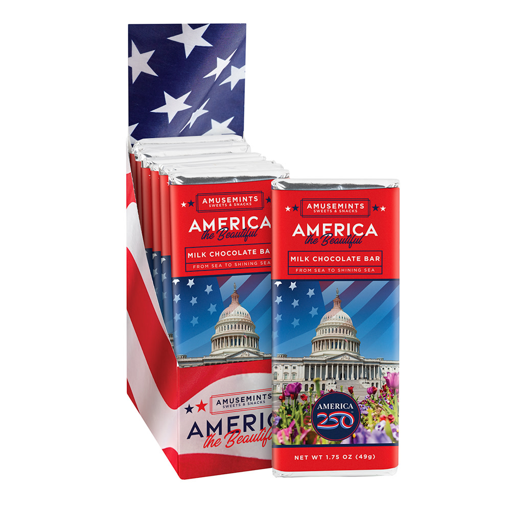 AmuseMints America 250 Milk Chocolate 1.75 oz Bar | Nassau Candy