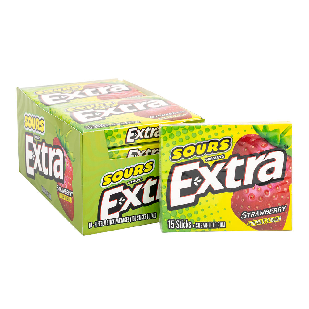 Extra Gum Strawberry Sours | Nassau Candy