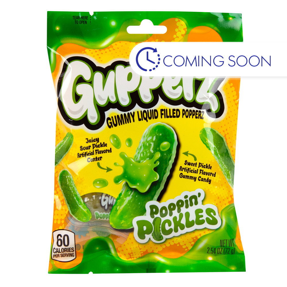 Gupperz Poppin’ Pickles Gummy Popperz 2.54 oz Peg Bag | Nassau Candy