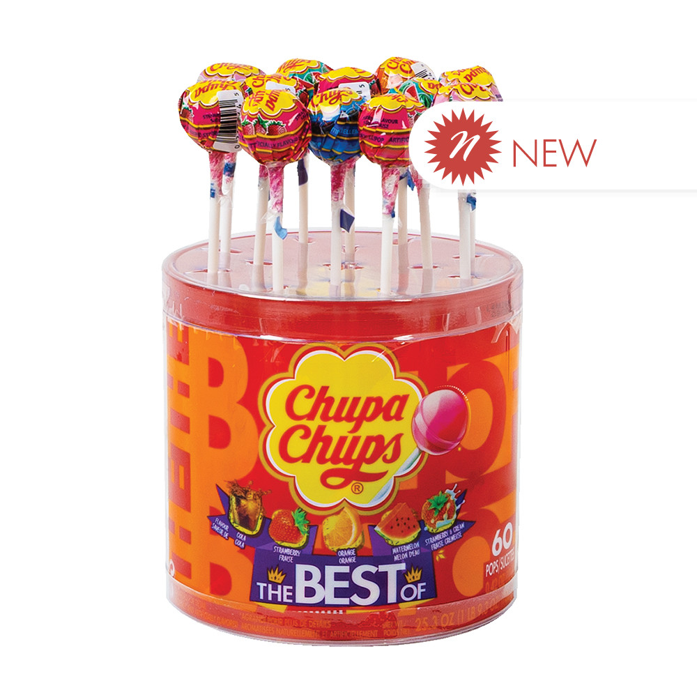 CHUPA CHUPS ASSORTED THE BEST OF 60 COUNT TUB