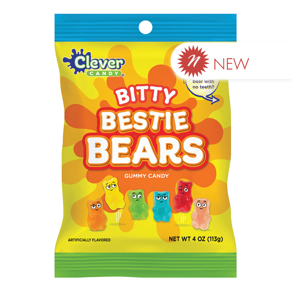 Clever Candy Bitty Bestie Bears 4 oz Peg Bag | Nassau Candy