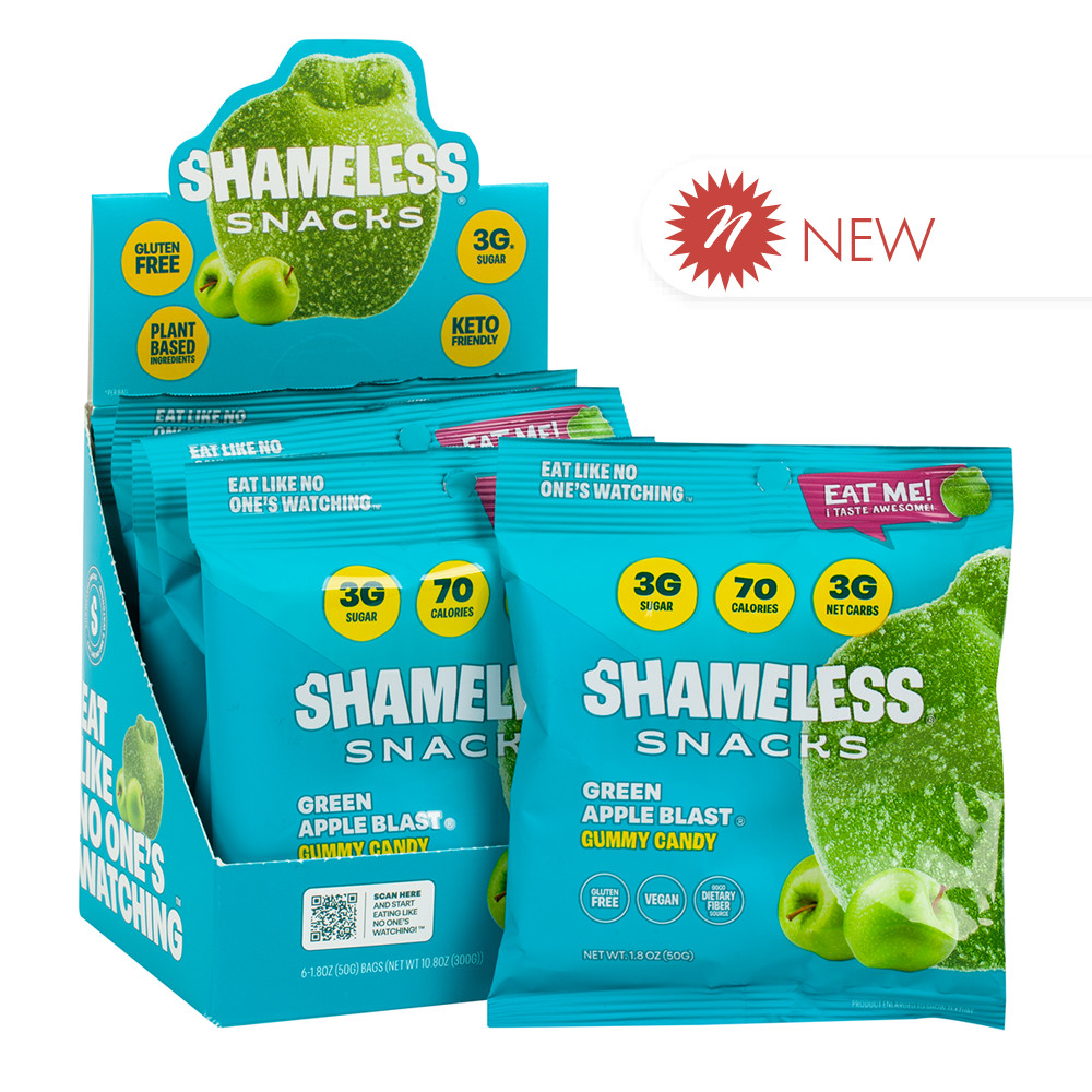 Shameless Snacks Green Apple Blast Gummy Candy 1.08 oz Bag | Nassau Candy