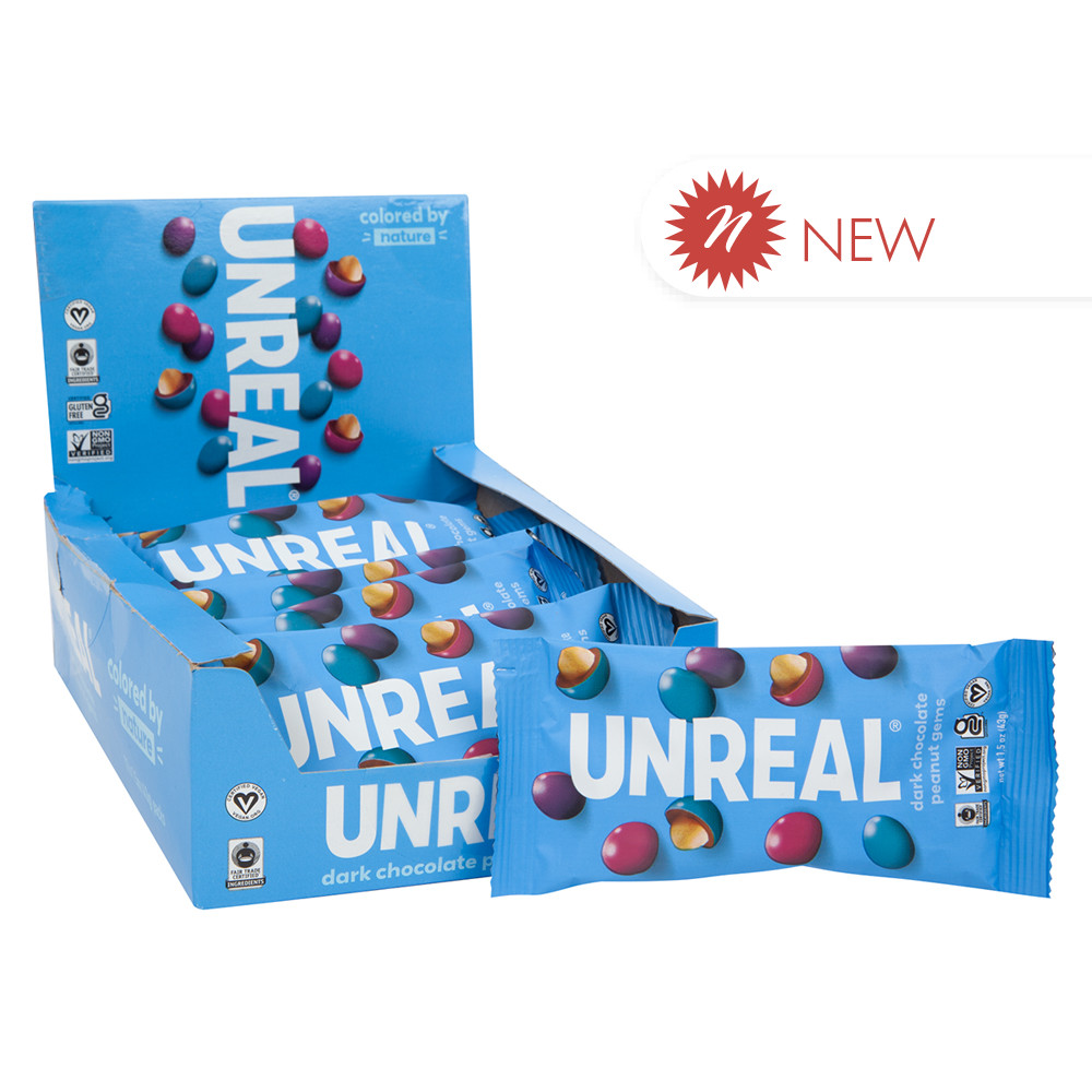 Unreal Dark Chocolate Peanut Gems | Nassau Candy