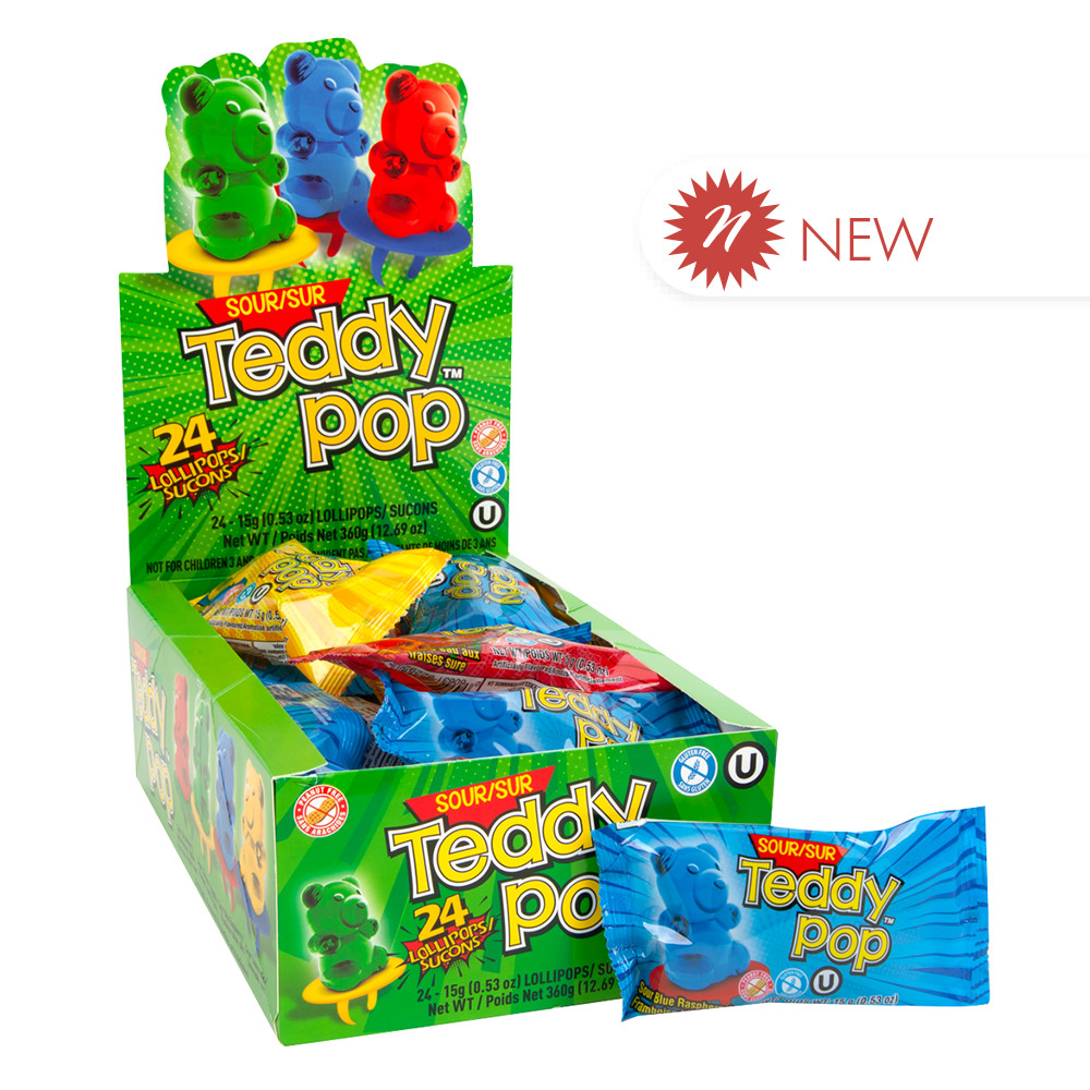 Teddy Pop Sour Lollipop Ring 0.53 oz | Nassau Candy