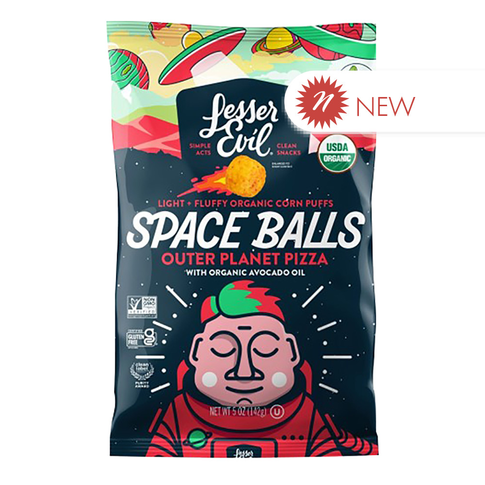 Lesser Evil Space Balls Outer Planet Pizza 5 oz Bag | Nassau Candy