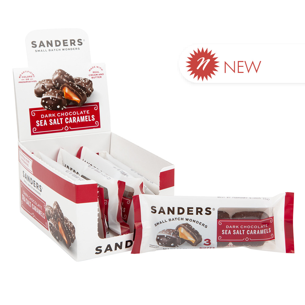 Sanders - Dark Chocolate Sea Salt Crmls(pc3) - 1.5oz | Nassau Candy