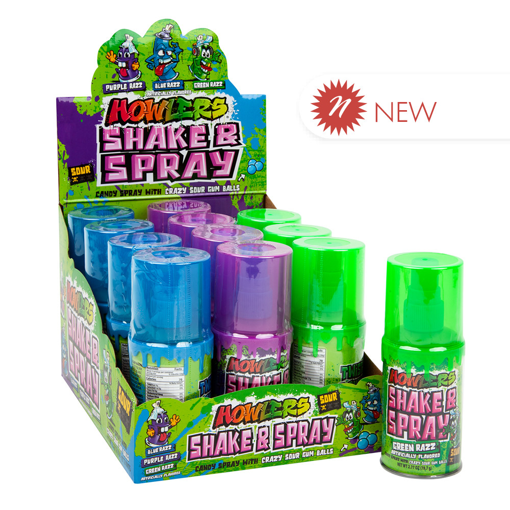 Howlers Sour Shake & Spray Candy Spray With Gum Balls 2.77 oz Can ...