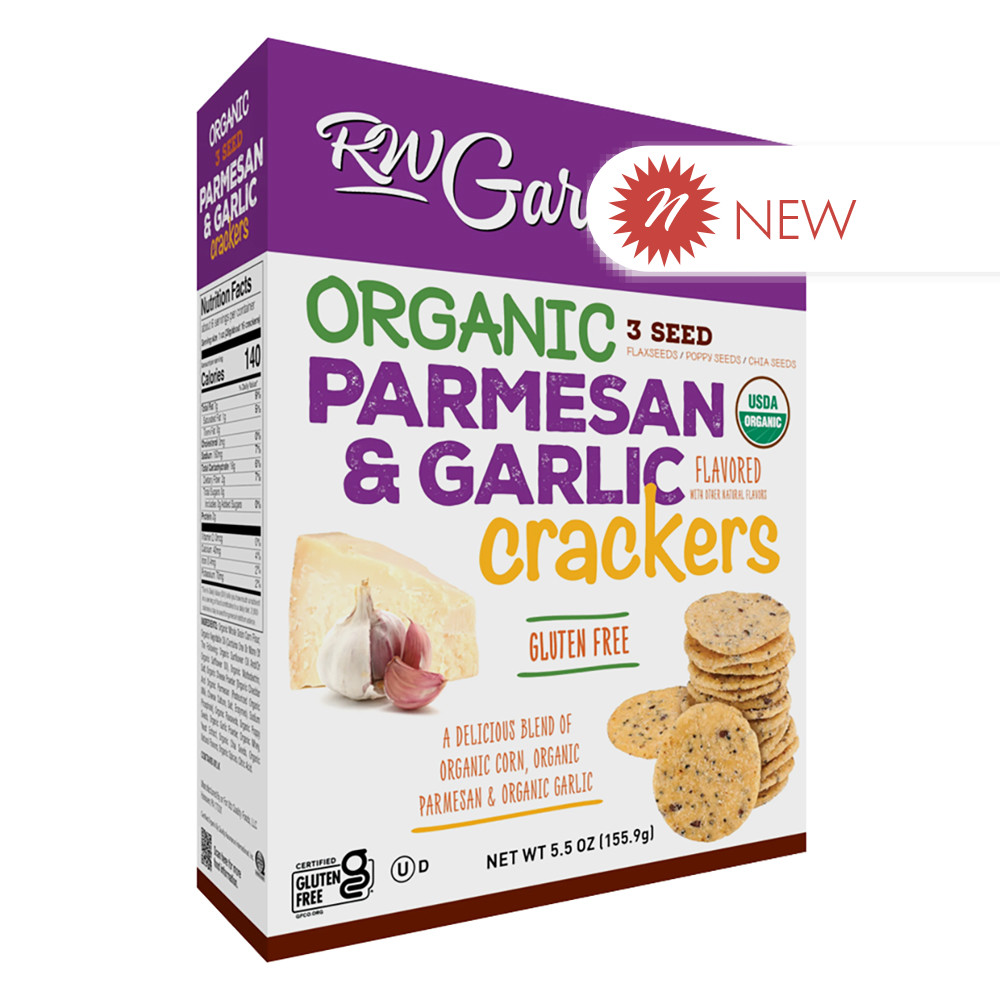 RW Garcia Parmesan & Garlic Crackers 5.5 oz Box | Nassau Candy