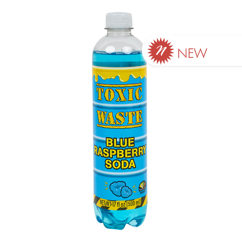 Toxic Waste Blue Raspberry Soda 17 oz Bottle | Nassau Candy