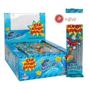 Sour Power Straws Blue Raspberry 1.5 oz | Nassau Candy