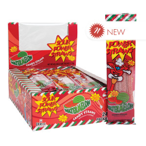 Sour Power Straws Watermelon 1.75 oz | Nassau Candy