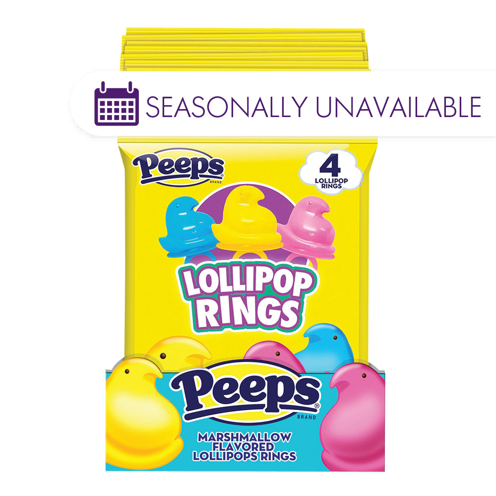 Peeps Lollipop Rings 4 Piece 1.41 oz Peg Bag | Nassau Candy