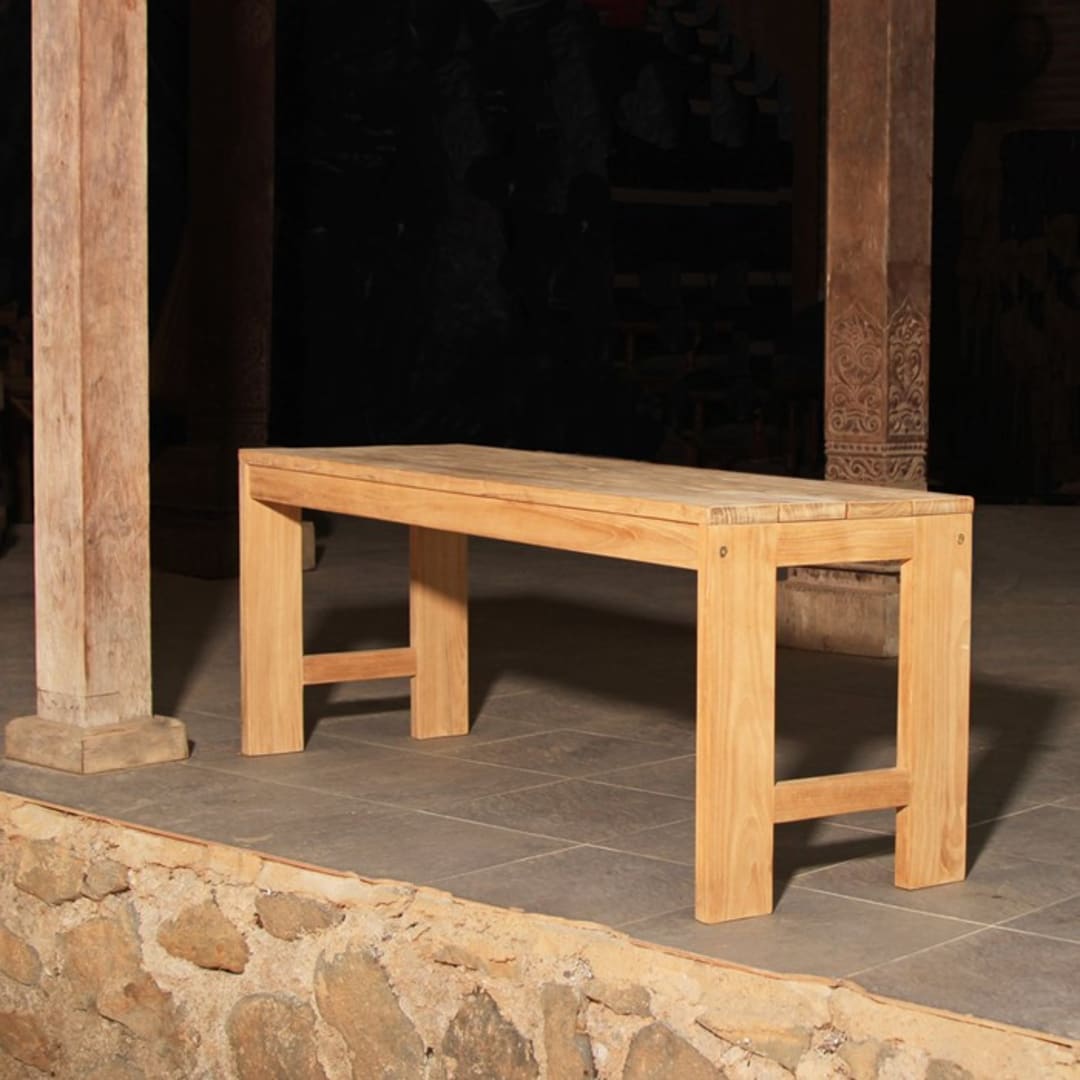 Banc de jardin en teck - Moon - L.120 x l.37 x H.45 cm