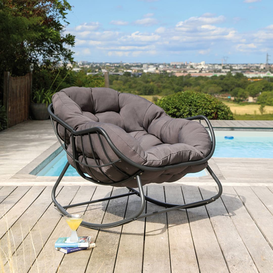 Fauteuil détente de jardin Royal Rocking II - Acier - Tissu - Grey/Gris