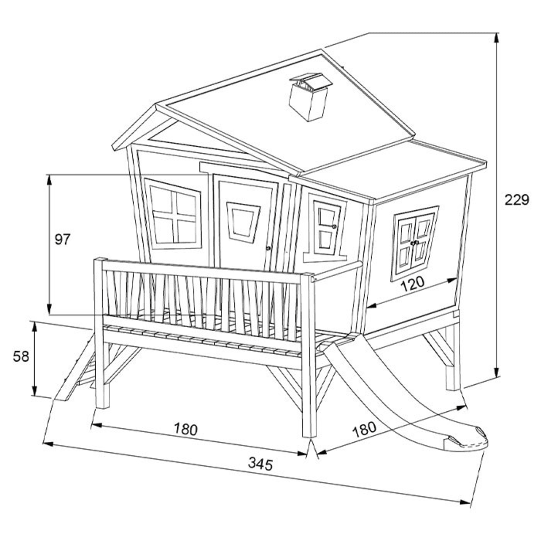 Grande cabane en bois pour enfant avec toboggan - Modèle Emma par Axi
