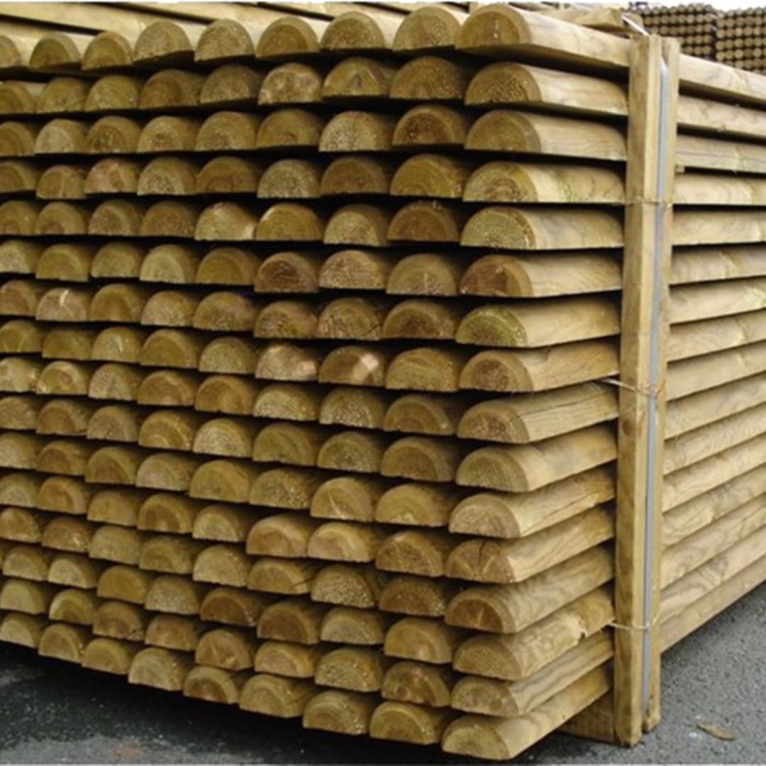 Demi Rondin chanfreiné - Pin traité Classe 4 Vert