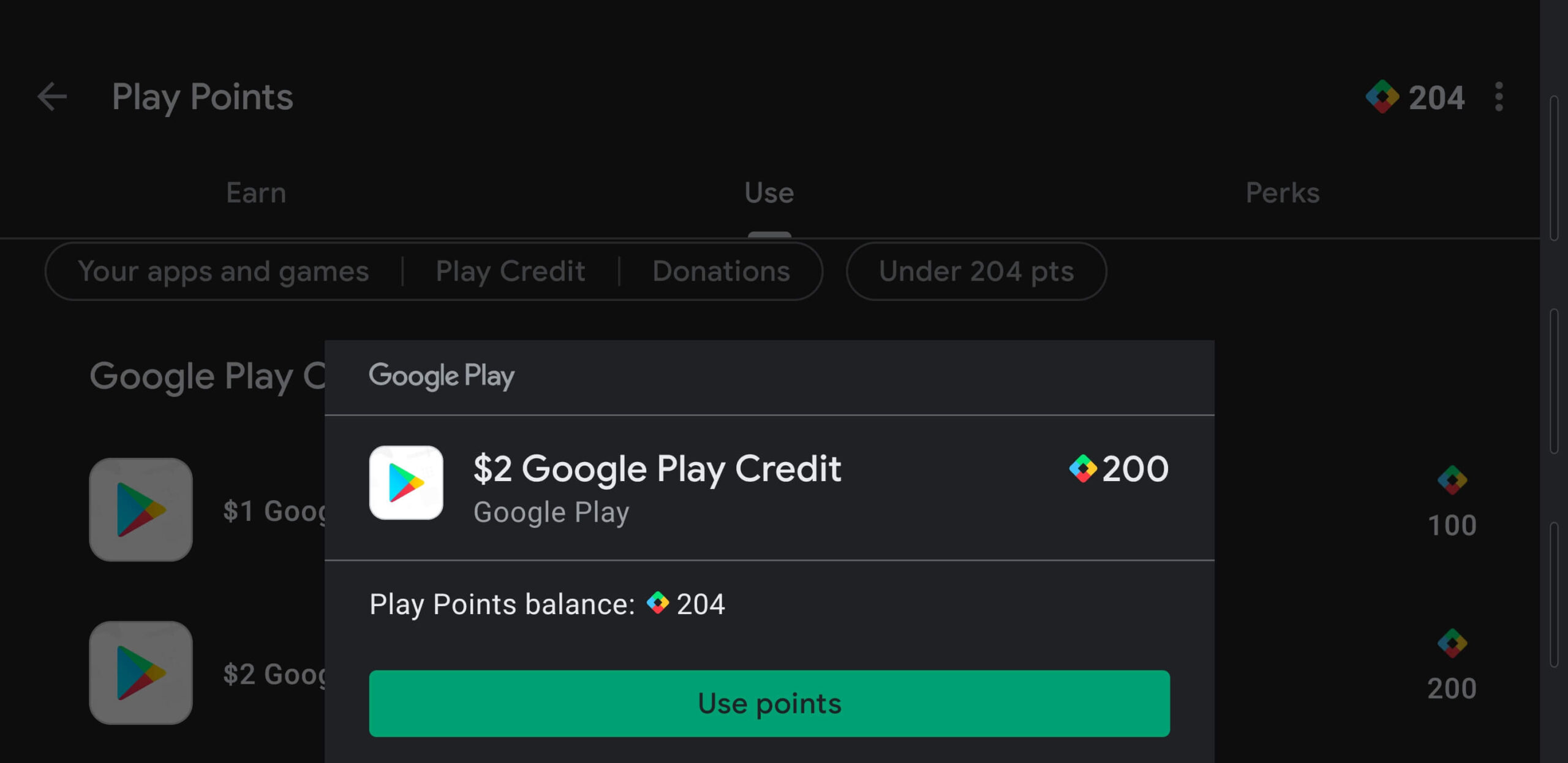 Google play points/rewards for free play store credit