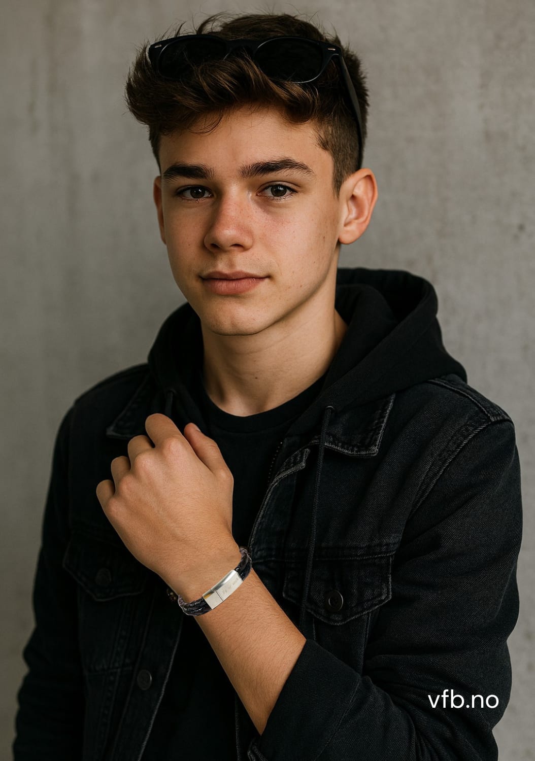 Armbånd i skinn, brunt, "Eg er unik"