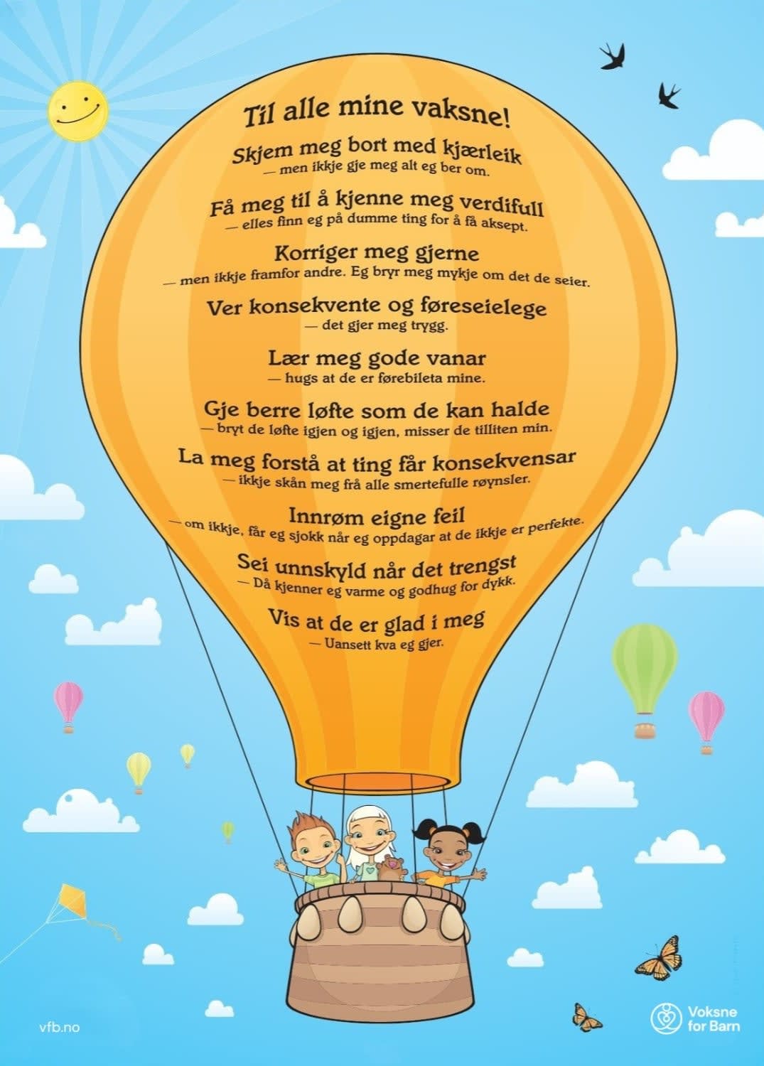 "Til alle mine vaksne" borneplakat på nynorsk