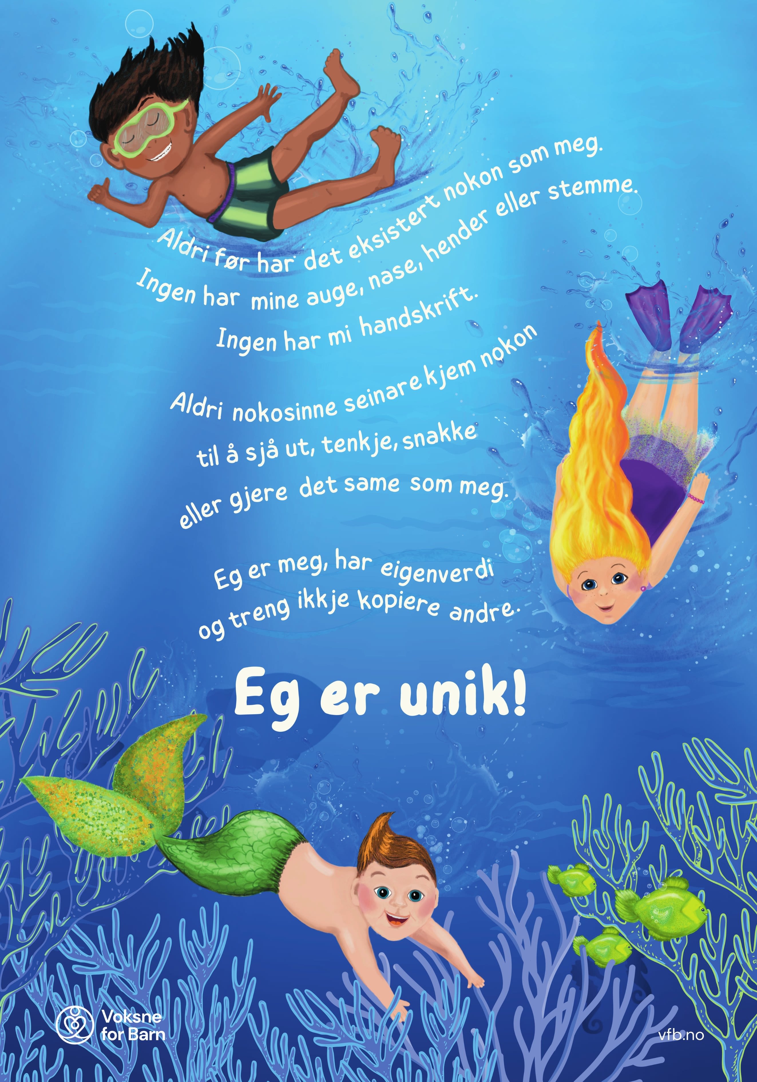 Stor barneplakat "Eg er unik" nynorsk