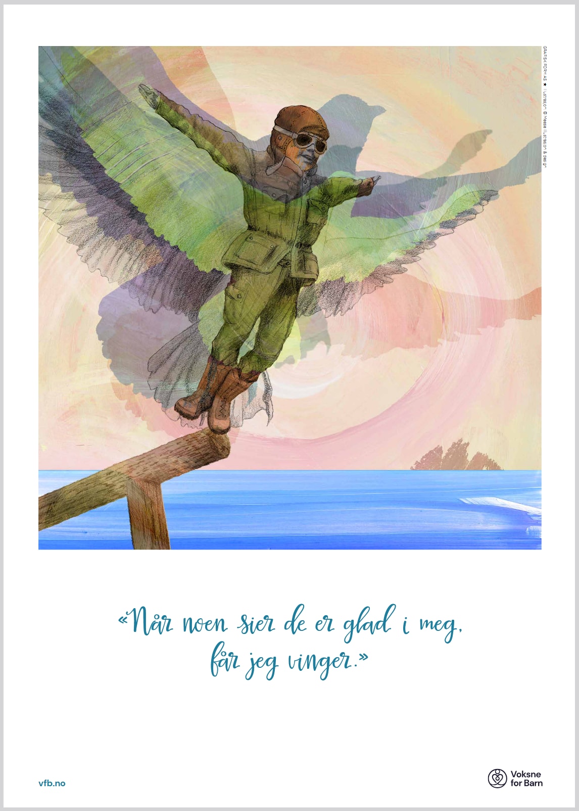 Når noen sier de er glad i meg, barneplakat med sitat