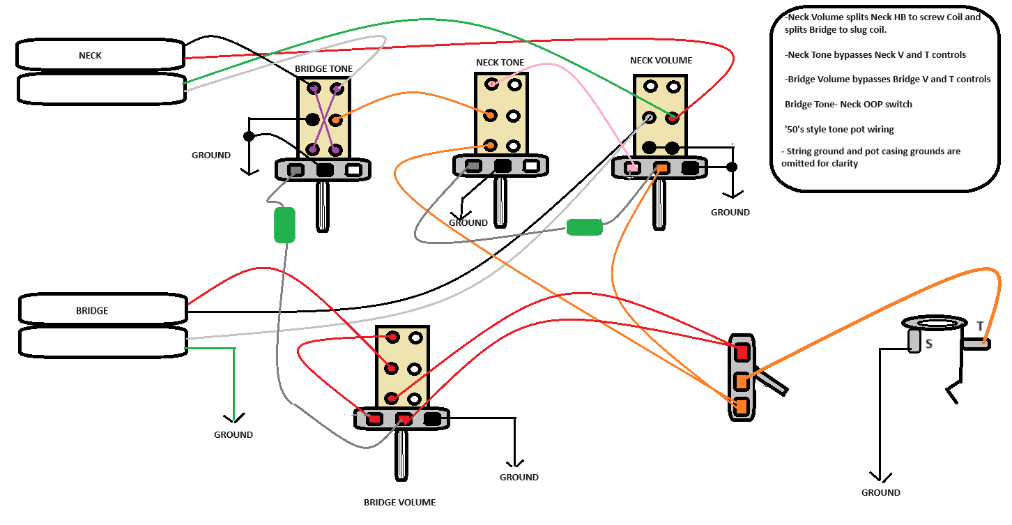 Les Paul wiring with 4 push pull pots | GuitarNutz 2