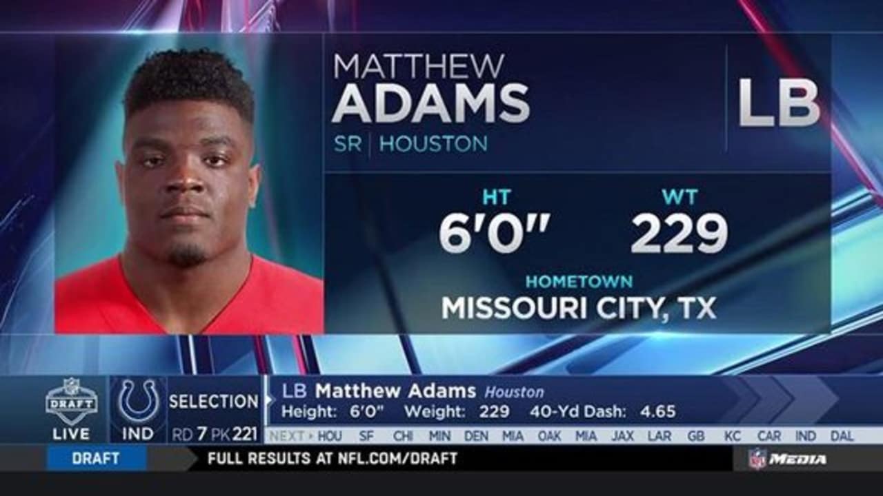 Colts select Matthew Adams No. 221 in the 2018 NFL Draft