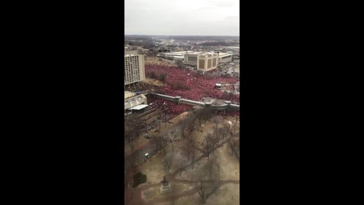 Get a bird's-eye view of the huge Kansas City parade crowd