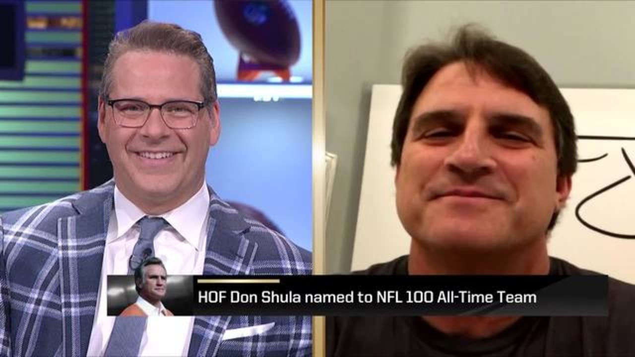 Mike Shula reacts to his dad Don making the All-Time Team