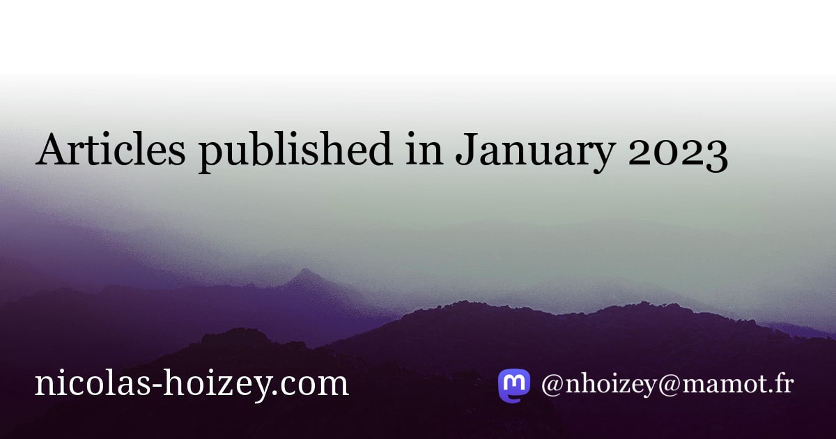 Articles published in January 2023 - Nicolas Hoizey