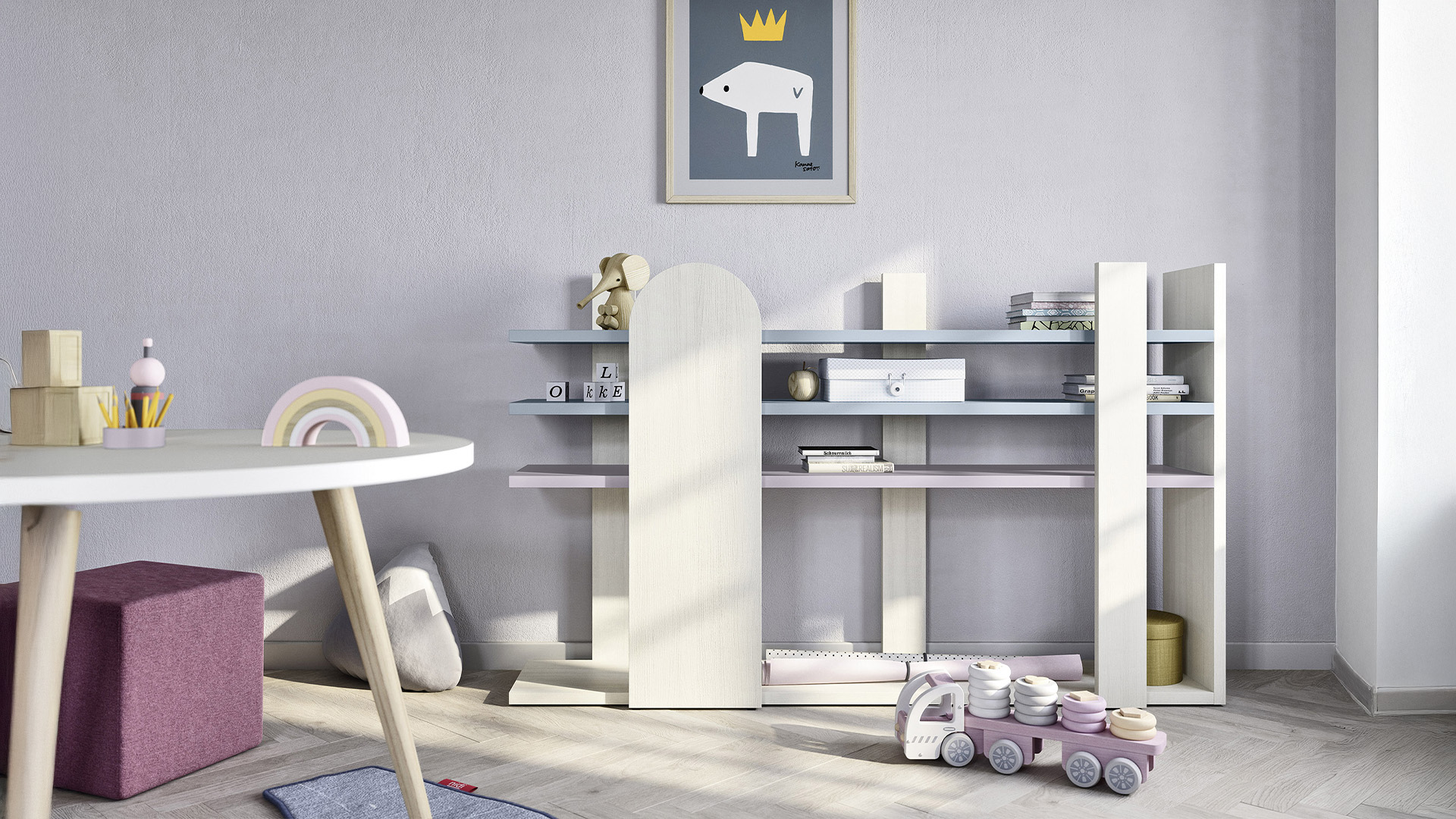 Surfy bookcase for kids' bedrooms - Nidi