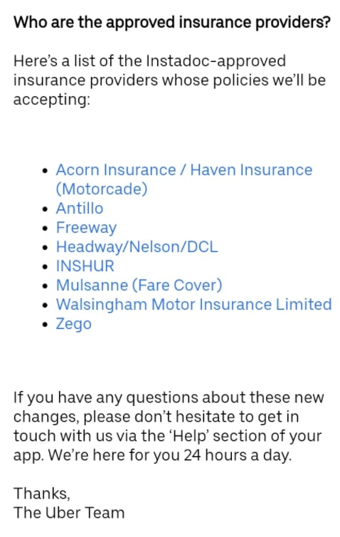 Uber restricts approved UK insurance providers | NimbleFins