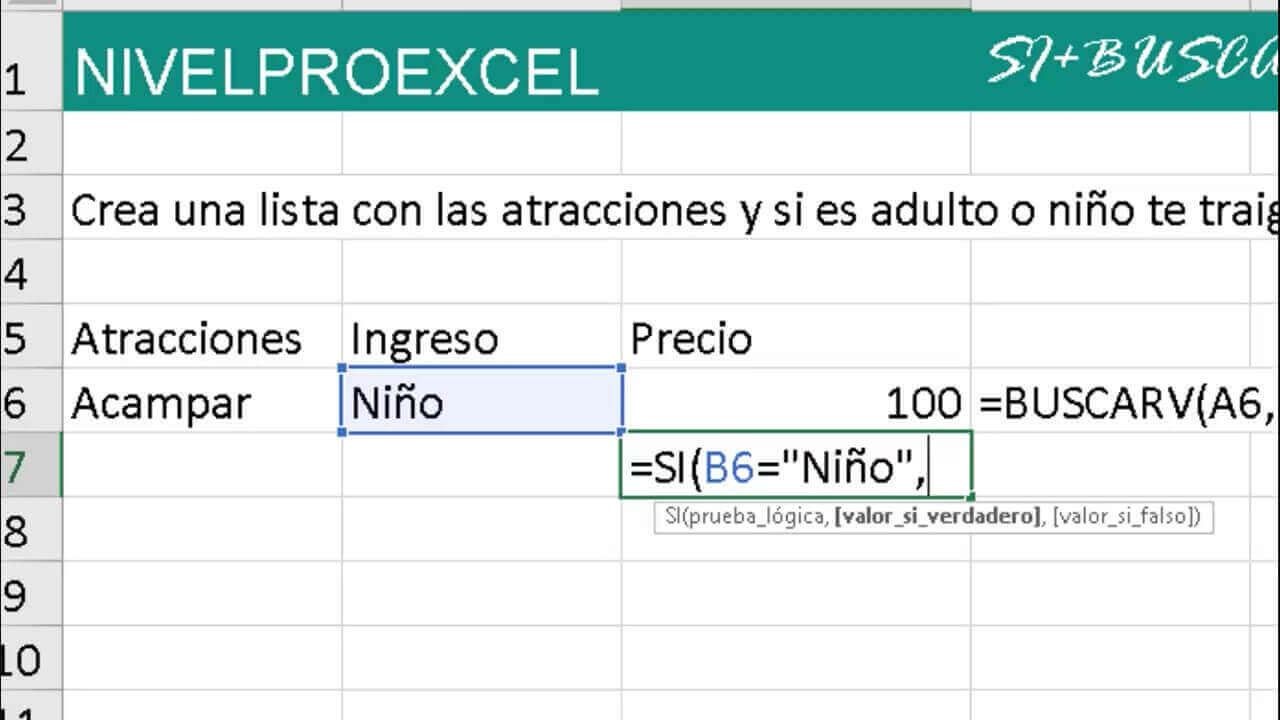 Combina las funciones BUSCARV y SI