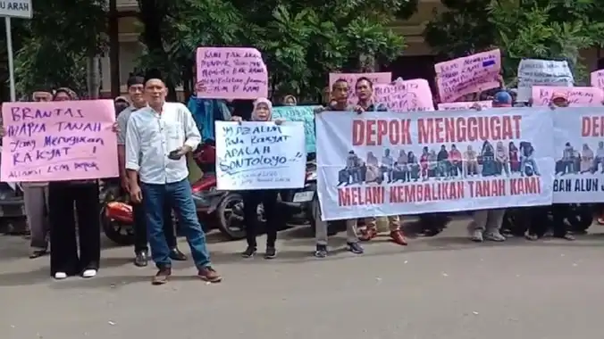 Ratusan Warga Krukut Dan Limo Demo Di PN Depok – Nasionalnews