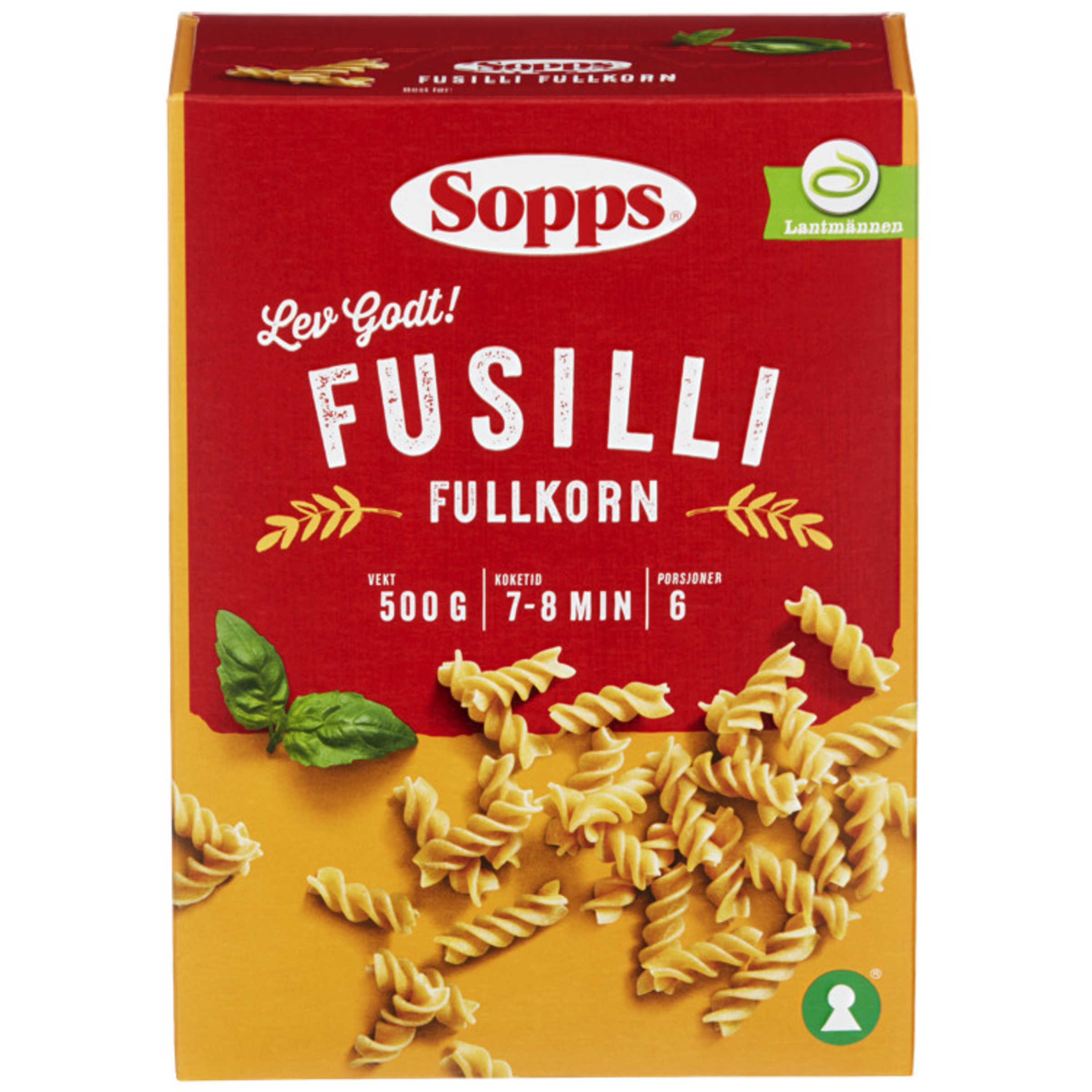 Fusilli Fullkorn - 500g Sopps | Meny.no