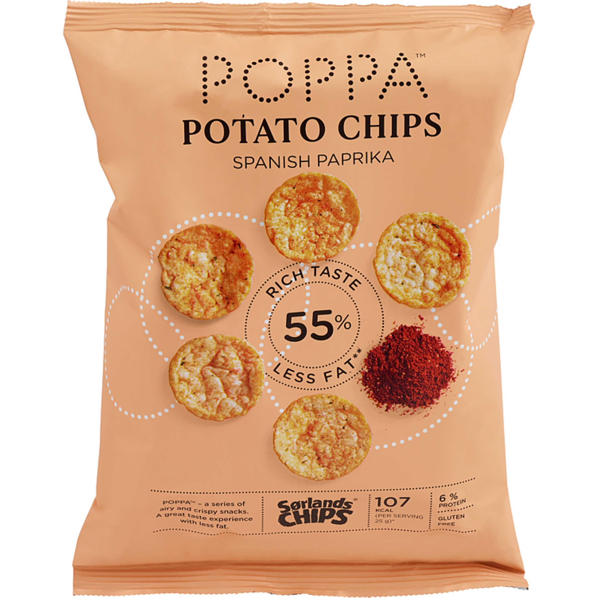 Poppa Chips - Spansk Paprika 75g Sørlandschips | Meny.no