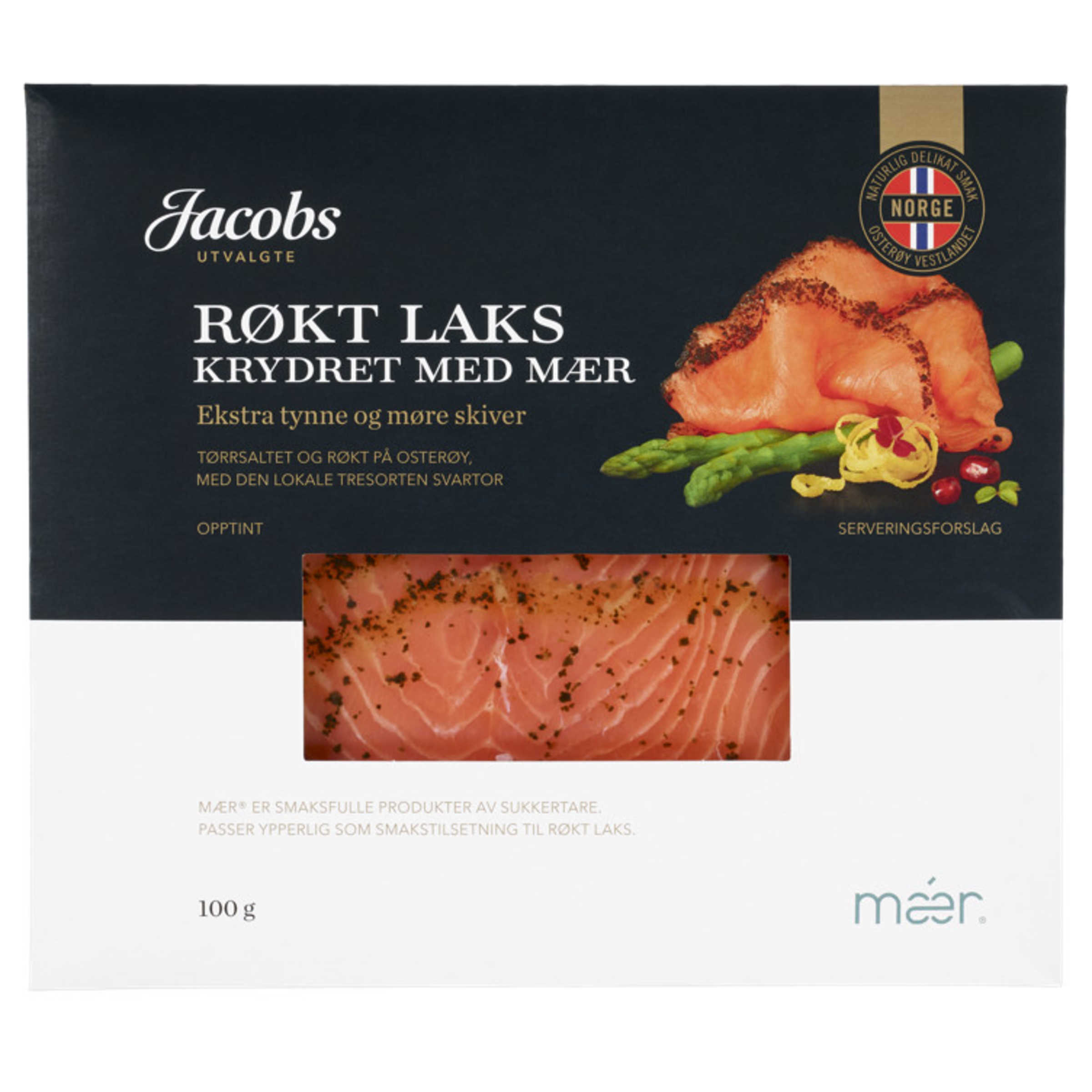Røkt Laks M Mær - 100g Jacobs Utvalgte | Meny.no