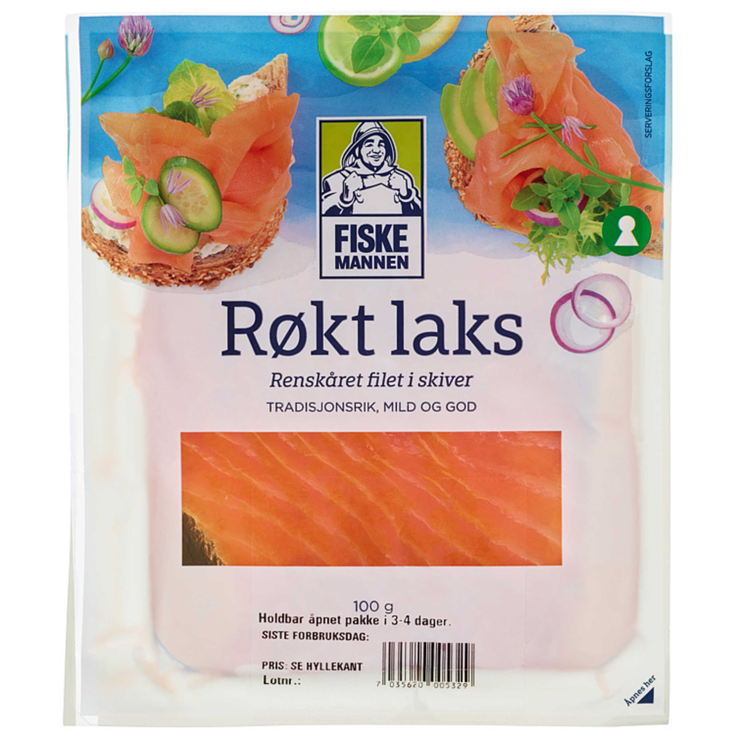 Laks Røkt - skivet 100g Fiskemannen | Meny.no