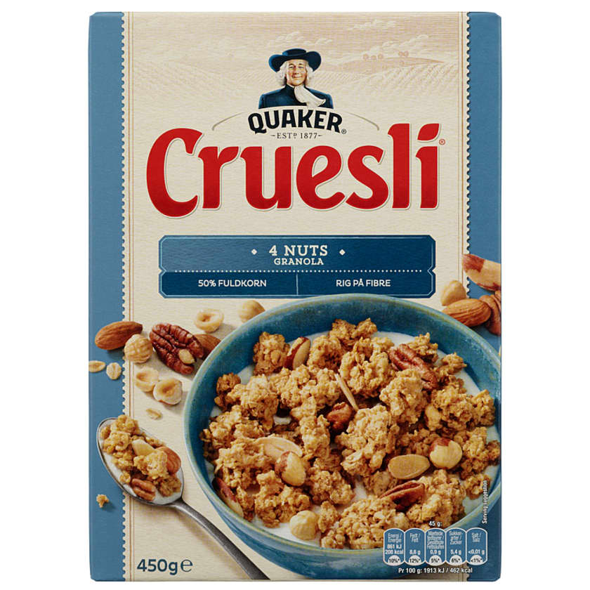 Cruesli 4 Nuts - 450g Quaker | Meny.no