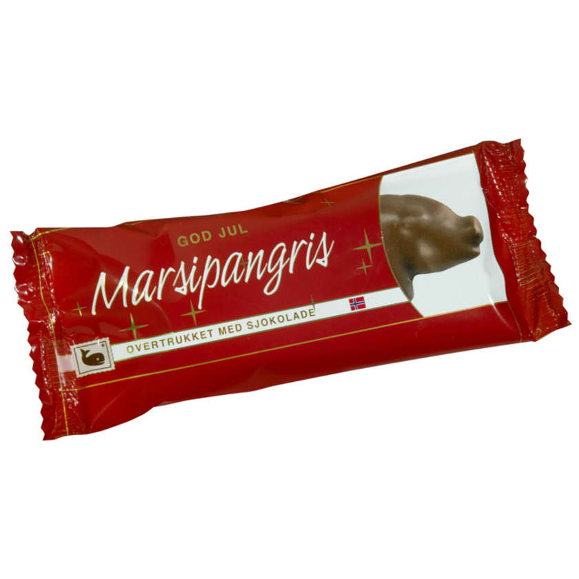 Marsipangris - m/Sjokolade 70g Hval | Meny.no