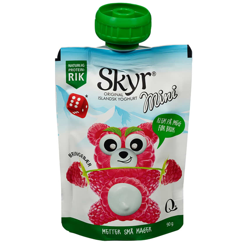 Skyr Mini - Bringebær 90g pose Q | Meny.no