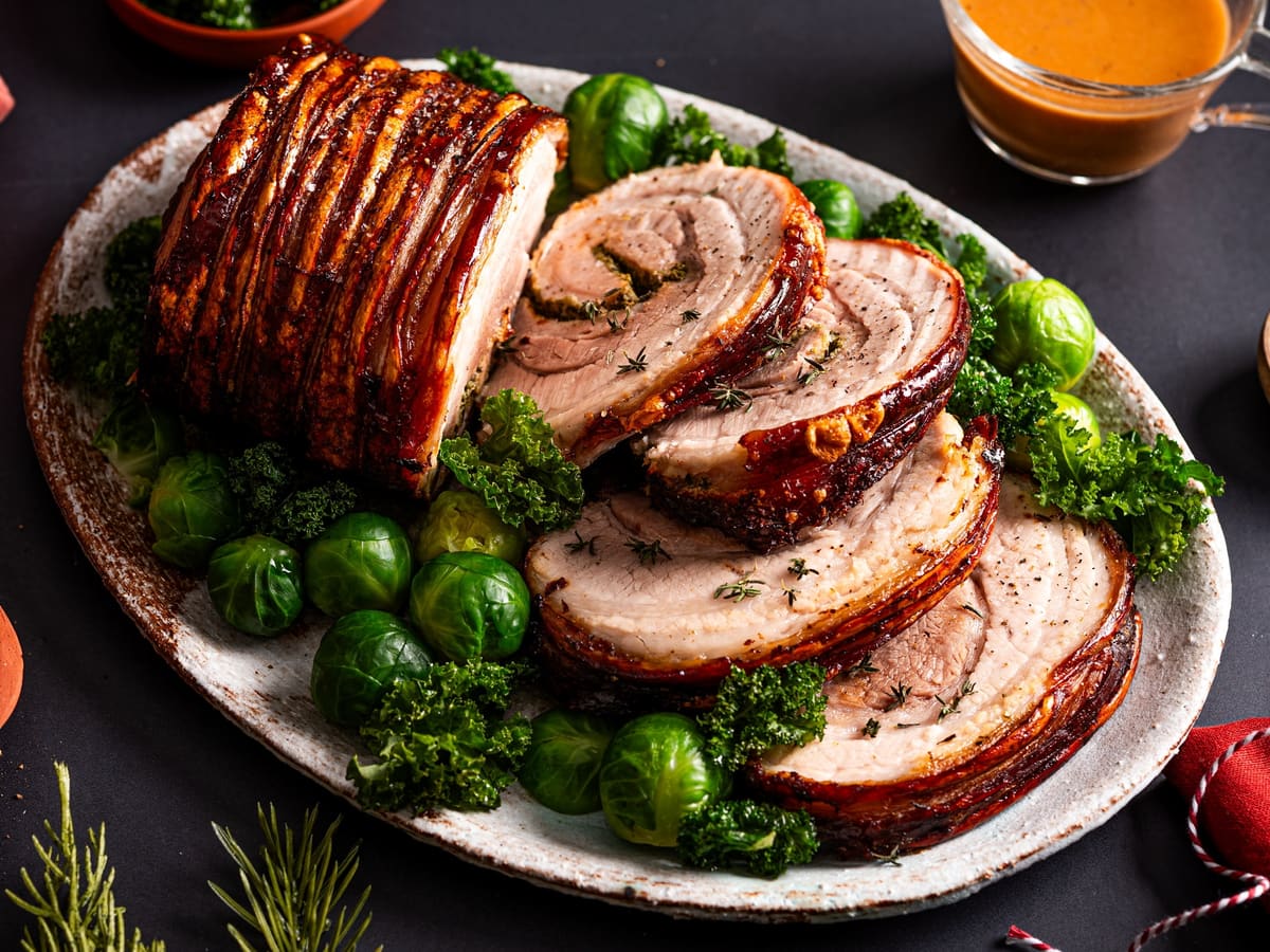 Porchetta med klassisk tilbehør | Oppskrift | Meny.no