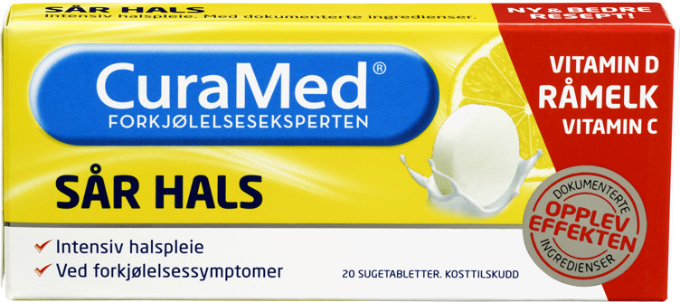 Curamed Original Sår Hals m/Råmelk 20stk - 🧾Kassalapp