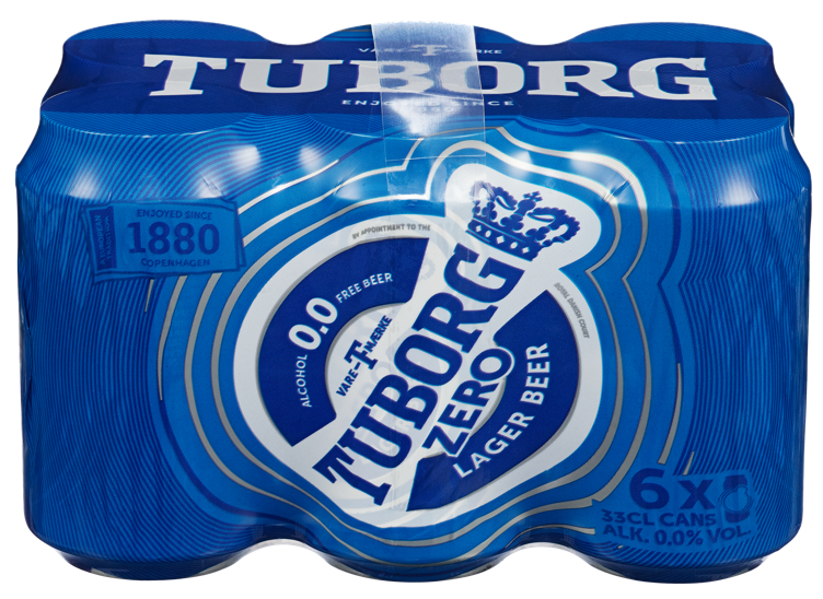 Tuborg 0.0% 0,33lx6 boks - Kassalapp®